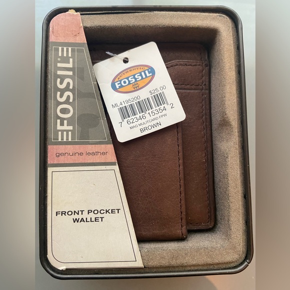 Fossil | Accessories | Vintage Fossil Mens Leather Brown Money Clip ...